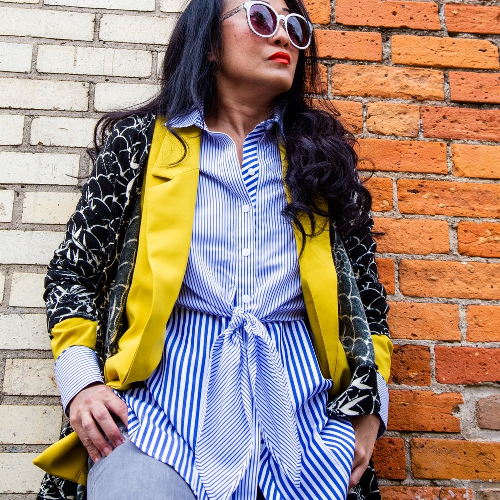 Chartreuse Blazer With Ruched Sleeves - Gem